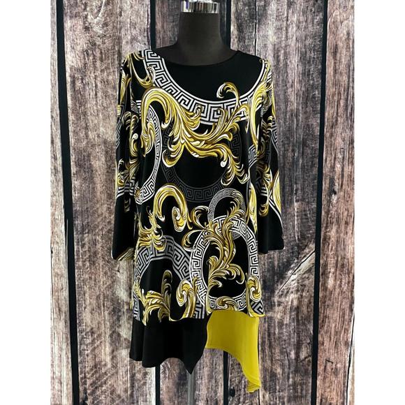 eva varro | Tops | New Eva Varro Layered Top In Black Gold | Poshmark